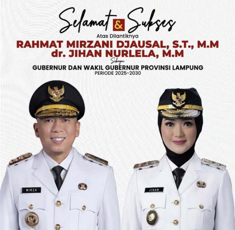 Selamat atas Pelantikan Gubernur dan Wakil Gubernur Lampung 2025-2030 – transsewu.com